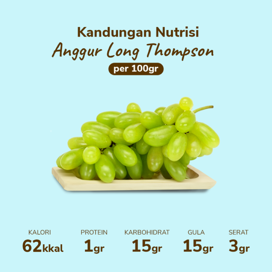 Anggur Long Thompson Less Seed Astro Farm 450-500 gram | ASTRO
