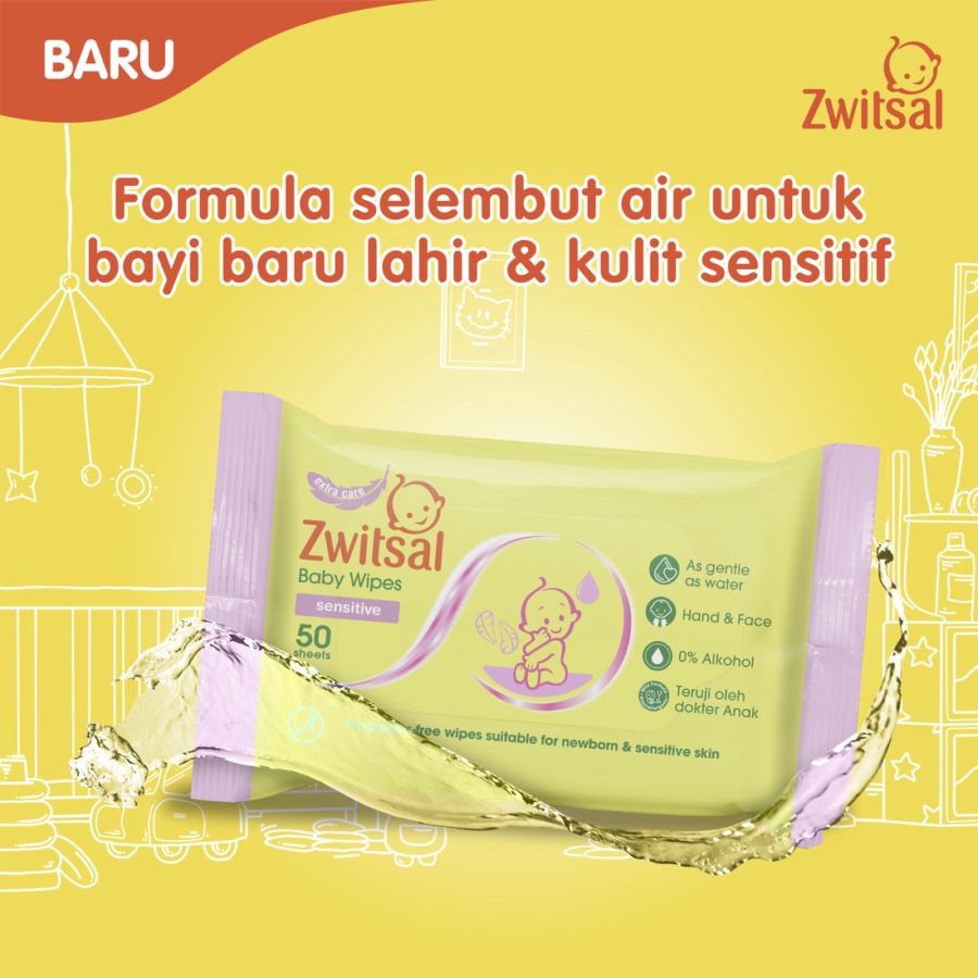 Zwitsal Baby Wipes Tissue Basah Sensitive 50sheets | ASTRO