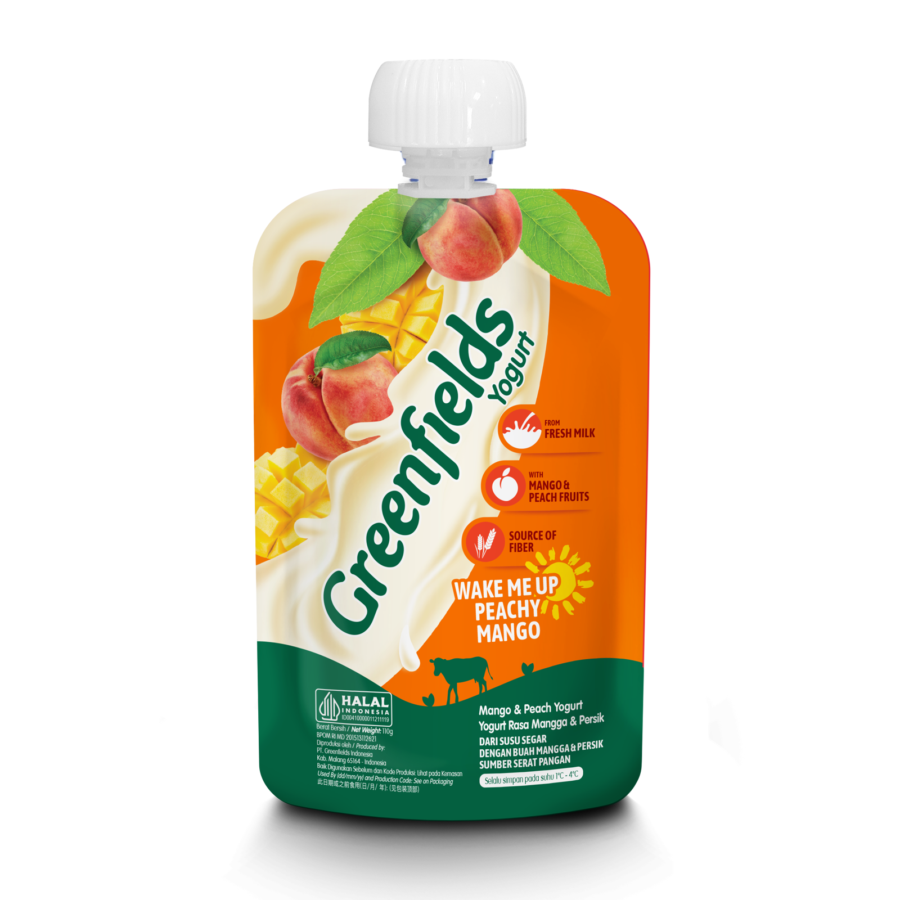 Greenfields Yogurt Pouch Mango Peach/Yoghurt 110gram | ASTRO