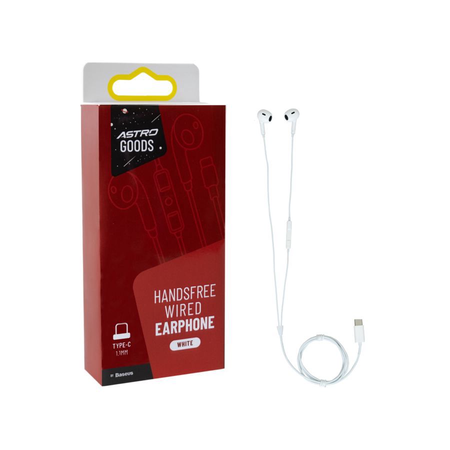 Handsfree Wired Earphone Type-C Putih - Astro Goods | ASTRO